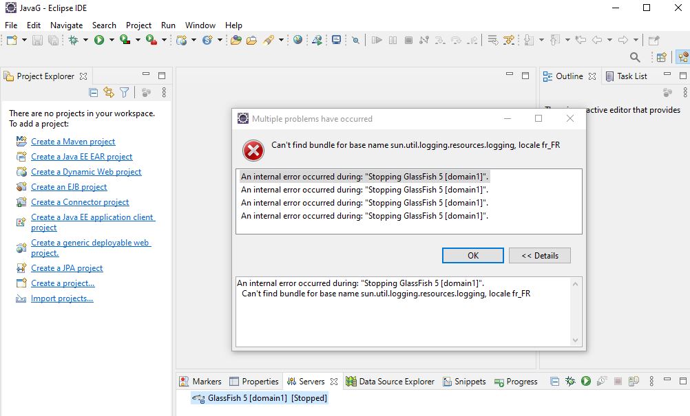Eclipse Glassfish - arrêt serveur par AlexGui3 - page 1 - OpenClassrooms